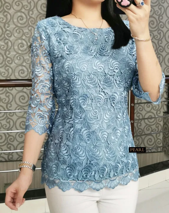 Blus Brokat Hoki bunga rapat | Lazada Indonesia