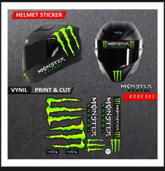 sticker helm monster energi/stiker helem NASA/Lis polet Redbull ...
