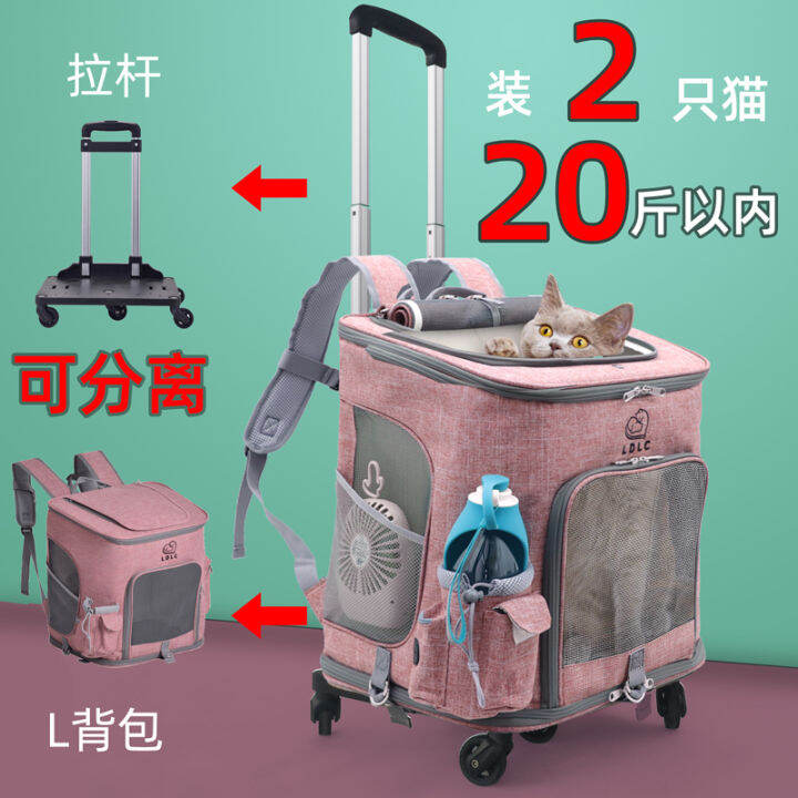 Large Back Cat Bag Trolley Large Capacity Two Pet Outbound Bags ...