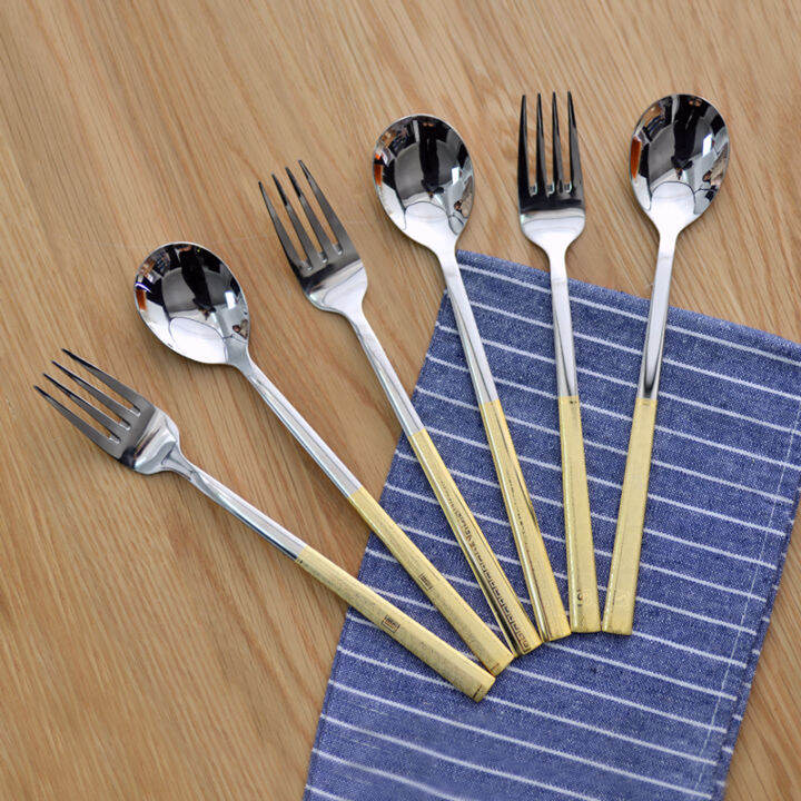 Xishi 304 Stainless Steel 24K Gold Plated Spork Western-Style Food Fork ...