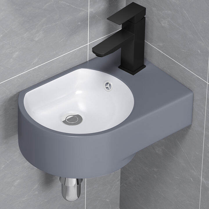 New Chinese Small Apartment Wall-Mounted Ceramic Basin Mini Color ...