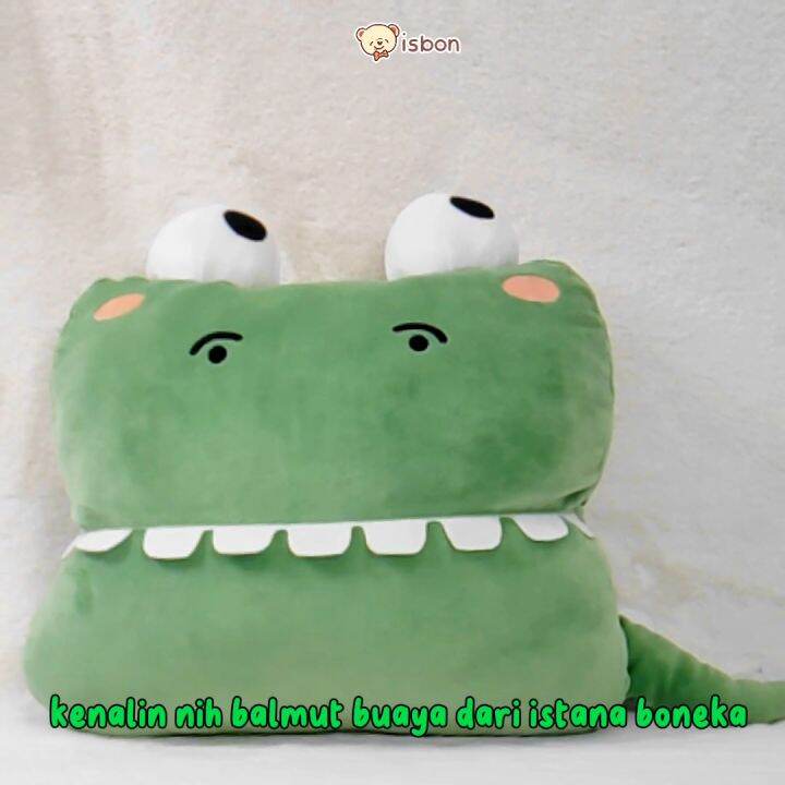 Balmut crocodile bantal selimut buaya hijau untuk traveling perjalanan ...