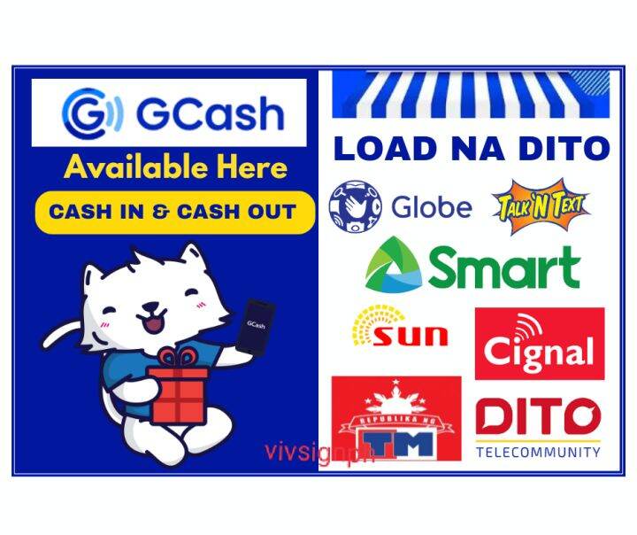 Tarpauline Gcash & Eloading (2n1Blue)Size 18x24 inch high quality print ...