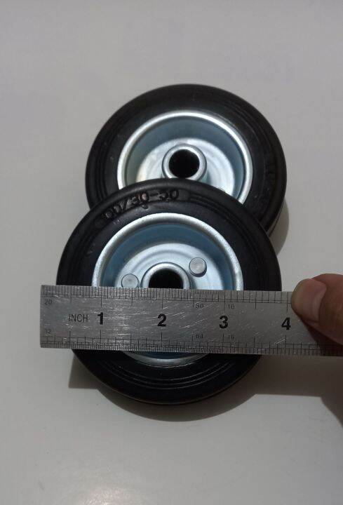 Roda troli Lori 4 inchi (sekitar 10 cm), lubang as ukuran 1,5 cm, mampu ...