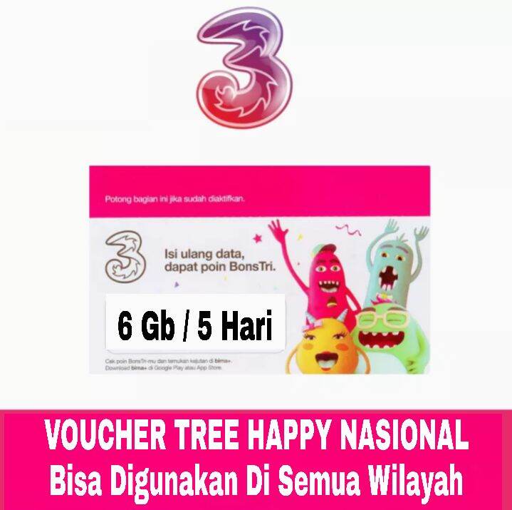 VOUCHER TRI HAPPY 6 GB 5 HARI / Tree Happy Nasional | Lazada Indonesia
