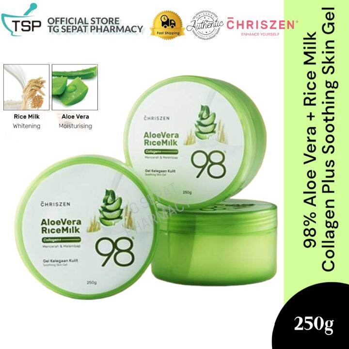 Chriszen 98% Aloe Vera & Rice Milk Collagen Plus Soothing Skin Gel 250g ...