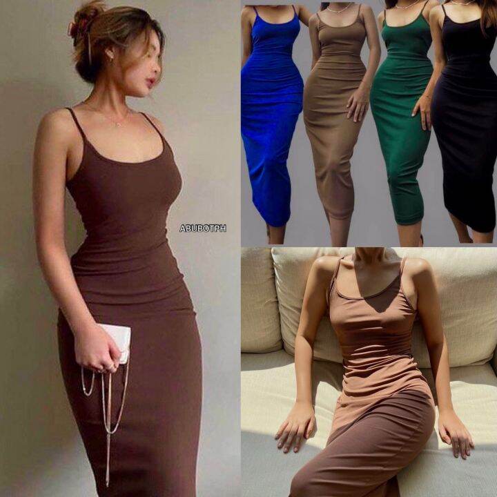 JUJU KOREAN Knitted Spaghetti Strap Maxi Dress | Lazada PH