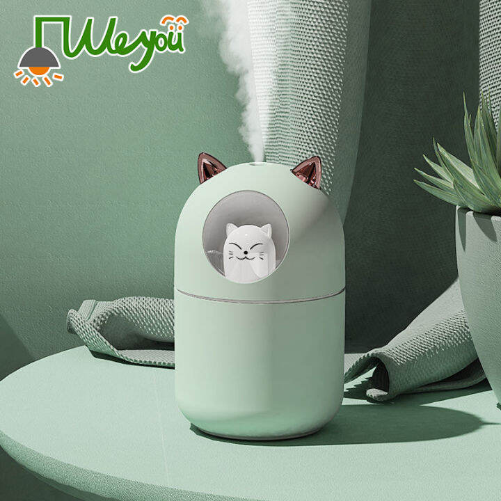 Meyou 300ML Cute Cat Humidifier USB Rechargeable Night Light Aroma ...