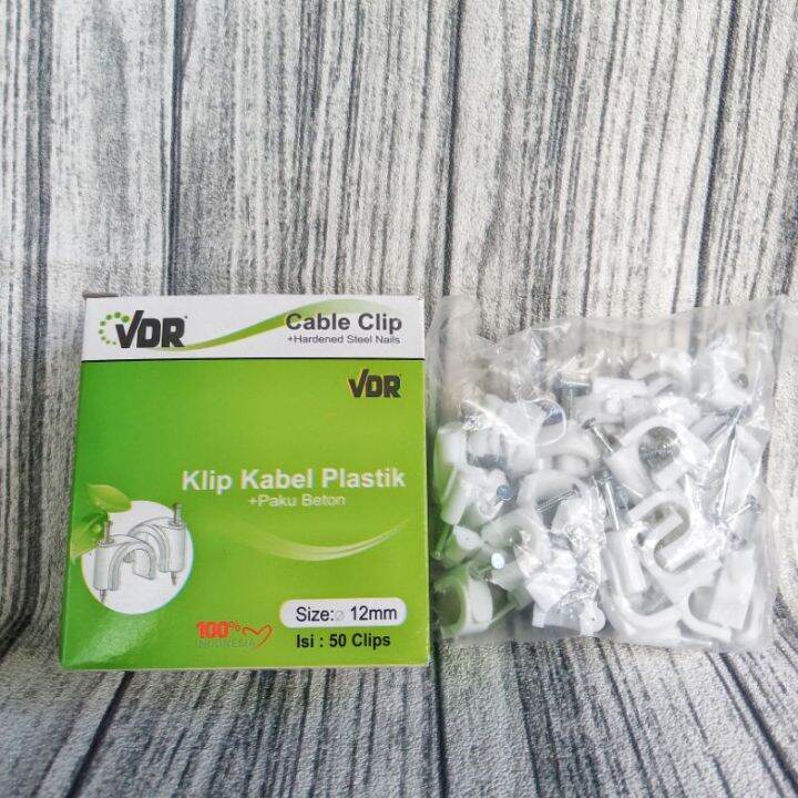Klem Kabel 12mm Paku beton Plastik Cable Clip merk VDR | Lazada Indonesia