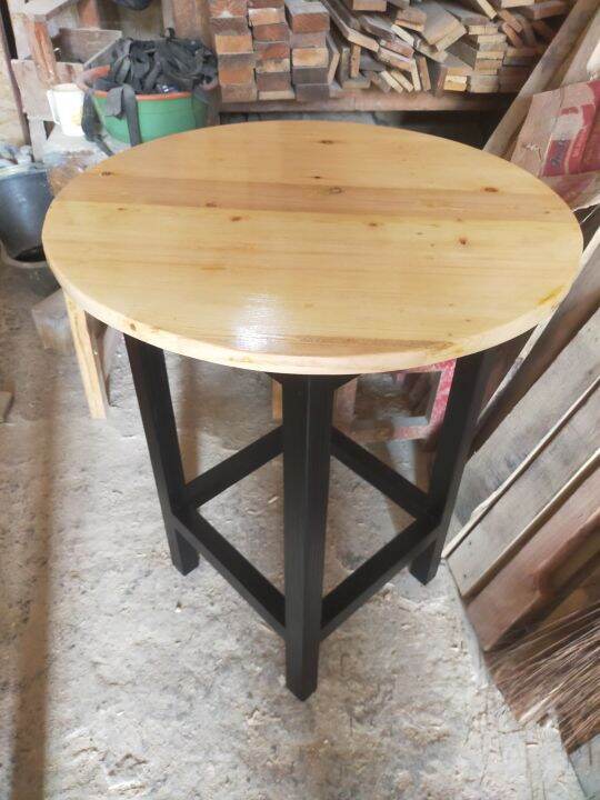 meja makan meja cafe bulat kaki hitam bahan kayu ukuran lingkaran 63cm ...