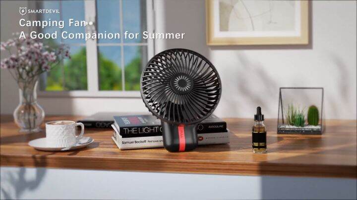 SmartDevil Portable Camping Fan with LED Lights, Rechargeable Fan Use ...
