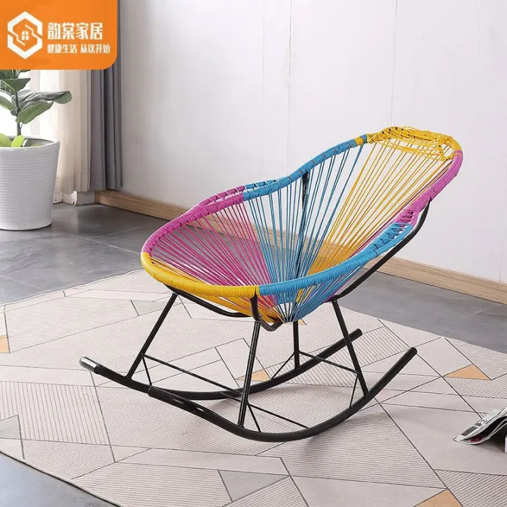 Rainbow Rocking Chair Recliner Adult Rattan Lazy Rocking Chair Home Nap ...