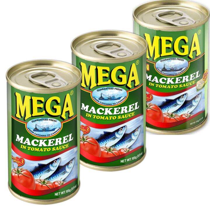 MEGA MACKEREL IN TOMATO SAUCE ,155 grams each (3 pcs ) | Lazada PH