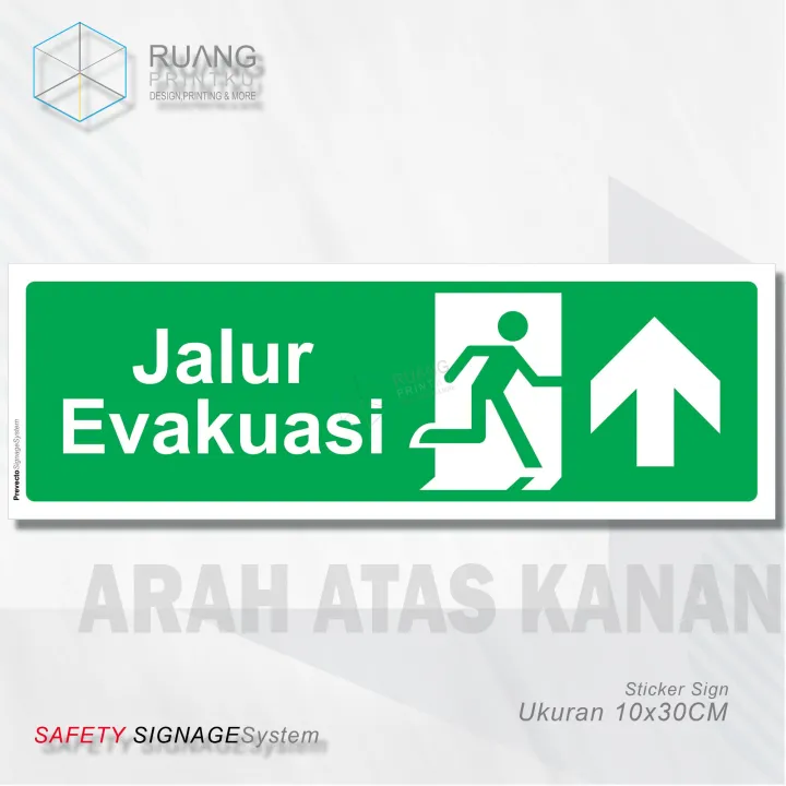 Sticker Sign JALUR EVAKUASI ARAH ATAS/BAWAH KANAN | Lazada Indonesia