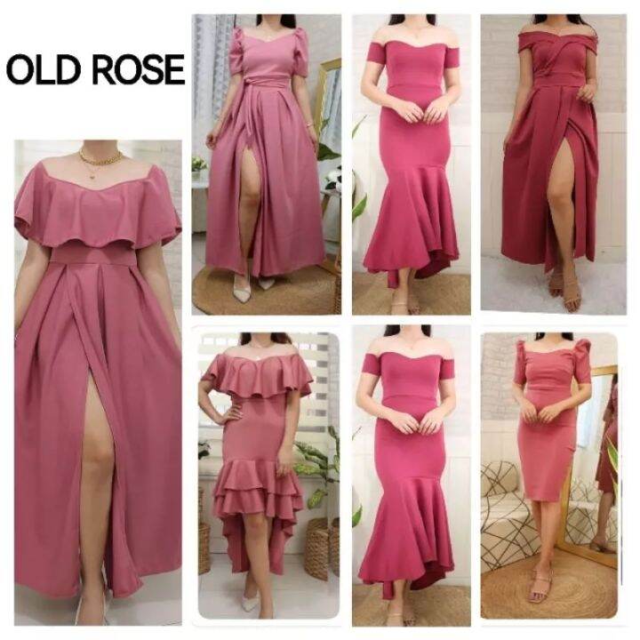DARK AND LIGHT OLD ROSE LONG BRIDAL ENTOURAGE BRIDESMAIDS FORMAL ...