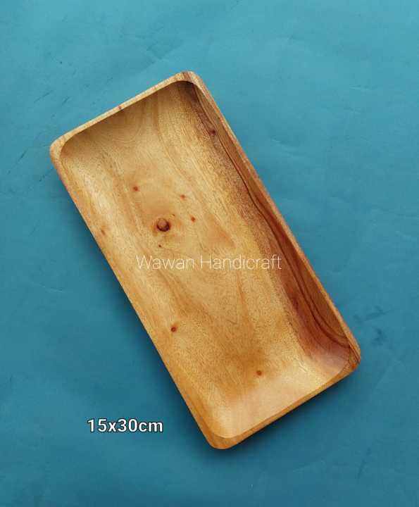 piring kayu/piring saji/nampan kayu persegi kayu mahoni 15x30cm ...