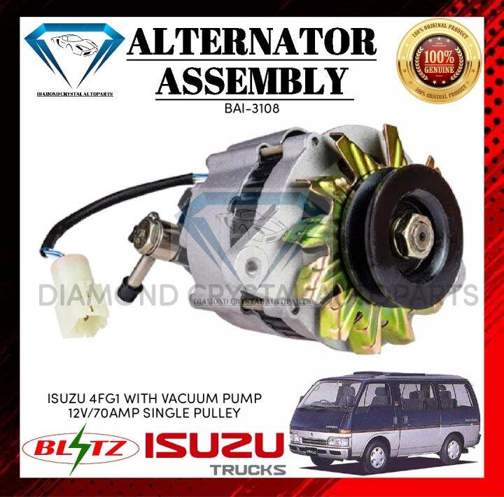 ALTERNATOR ASSEMBLY ISUZU 4FG1 FARGO WAGON/ ELF WITH VACUUM PUMP 12V ...