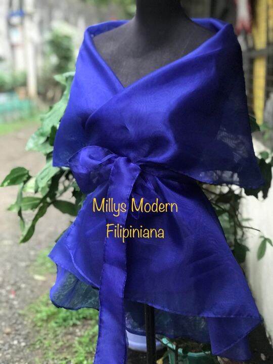 Modern Filipiniana wrap around / Dark Blue Plain | Lazada PH