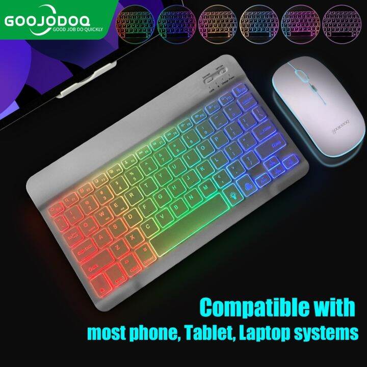 GOOJODOQ 10 Inch Backlit Backlight Wireless Keyboard And Mouse LED ...