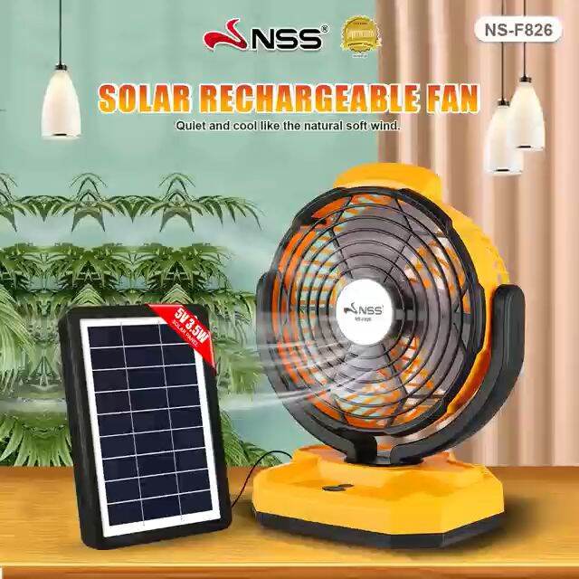 Nss original solar electric fan 8 inch portable rechargeable stand fan ...