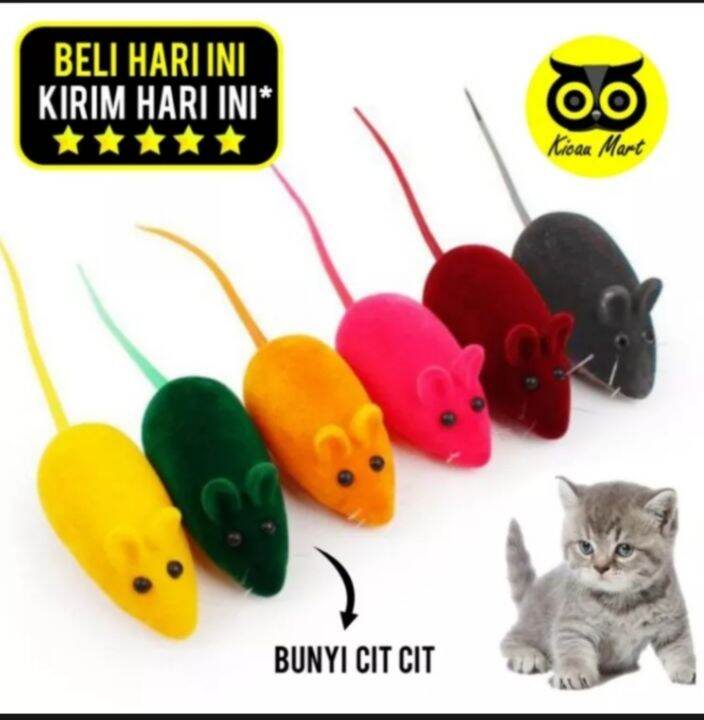Tikus mainan kucing bunyi cit cit boneka karet | Lazada Indonesia