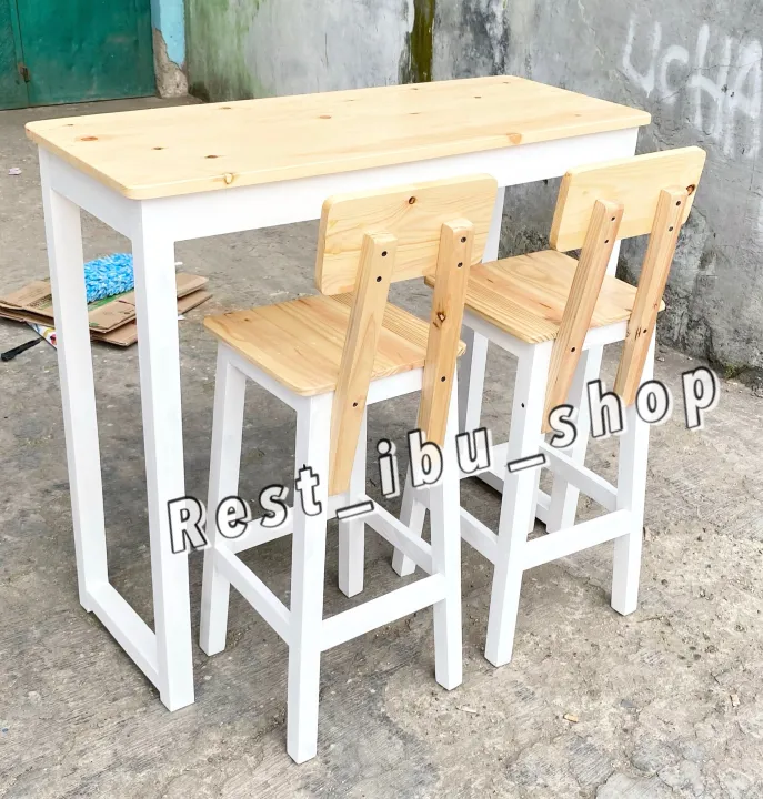 Set meja cafe meja bar mini malalis kayu jati belanda | Lazada Indonesia