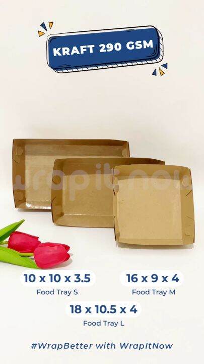 (Isi 10) Paper Food Tray M 16x9x4 / Nampan Makanan Kertas Piring Kertas ...