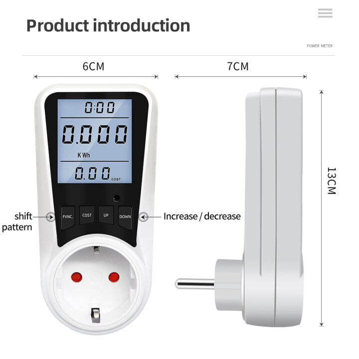 EU UK US Plug Power Meter Energy kWh Consumption Digital Wattmeter Watt ...