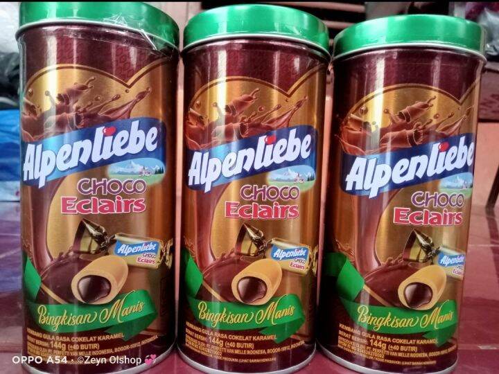 Alpenliebe Choco Eclairs Tin 144 gr -Permen Caramel Coklat Specia ...