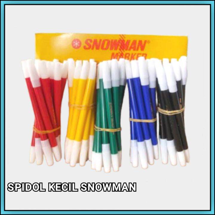 1 Lusin Spidol Snowman Kecil Hitam Merah Biru Hijau Kuning | Lazada ...