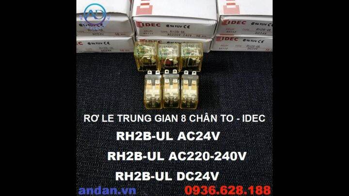 Rơ le trung gian 8 chân to 10A - IDEC, RH2B-UL AC24V, AC220-240V, DC24V ...