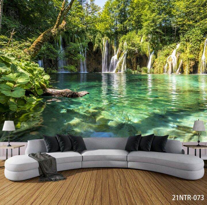 UKURAN BESAR Wallpaper dinding 3D Pemandangan Alam Air Terjun ...