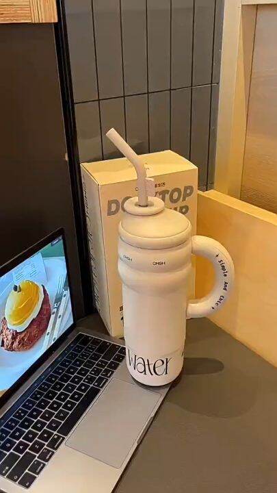 CMSHแท้% กระติกน้ำสแตนเลส 304 กระติกน้ำเย็นมีหูจับขนาดใหญ่ 1300ML สามารถเก็บน้ำร้อน/เย็นได้ มี 4 ...