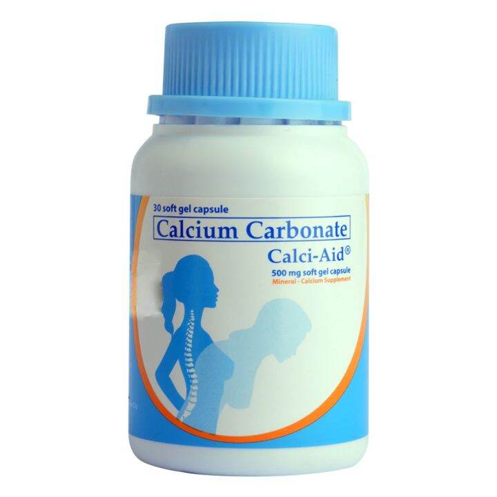 Calci-Aid Calcium Carbonate, 500mg - 30 Soft Gel Capsule | Lazada PH