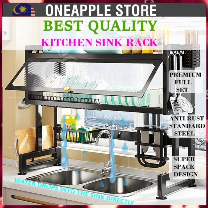 Kitchen Rack Dish Rack Rak Dapur Berpintu Kabinet Rak Pinggan Mangkuk ...