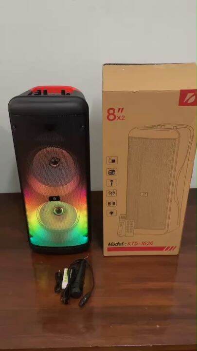 ลำโพงบลูทูธ รุ่น KTS-1626 ปรับเสียงเบส เสียงแหลม ไมค์และECHOได้ ดอกลำโพง8นิ้ว2ดอก แถมฟรี ไมต์โคร ...