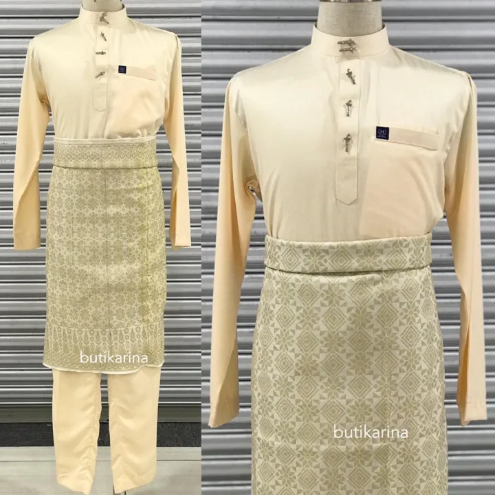 BAJU MELAYU CREAM CHAMPAGNE | BAJU MELAYU NIKAH | BAJU MELAYU SANDING ...