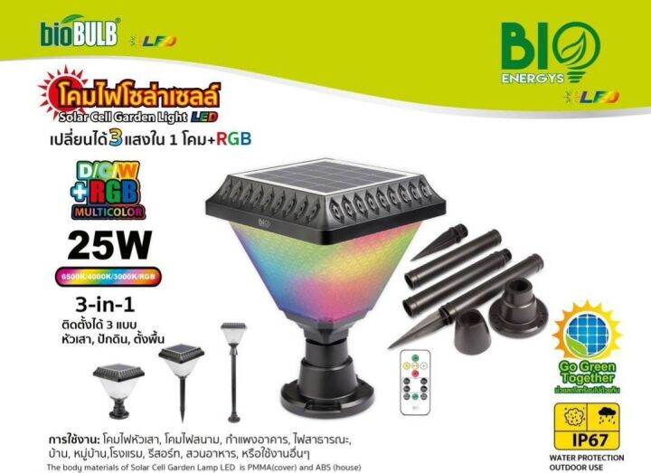 โคมไฟหัวเสา โคมไฟสนาม โคมไฟโซล่าเซลล์ SOLAR CELL GARDEN LIGHT LED BIO ...