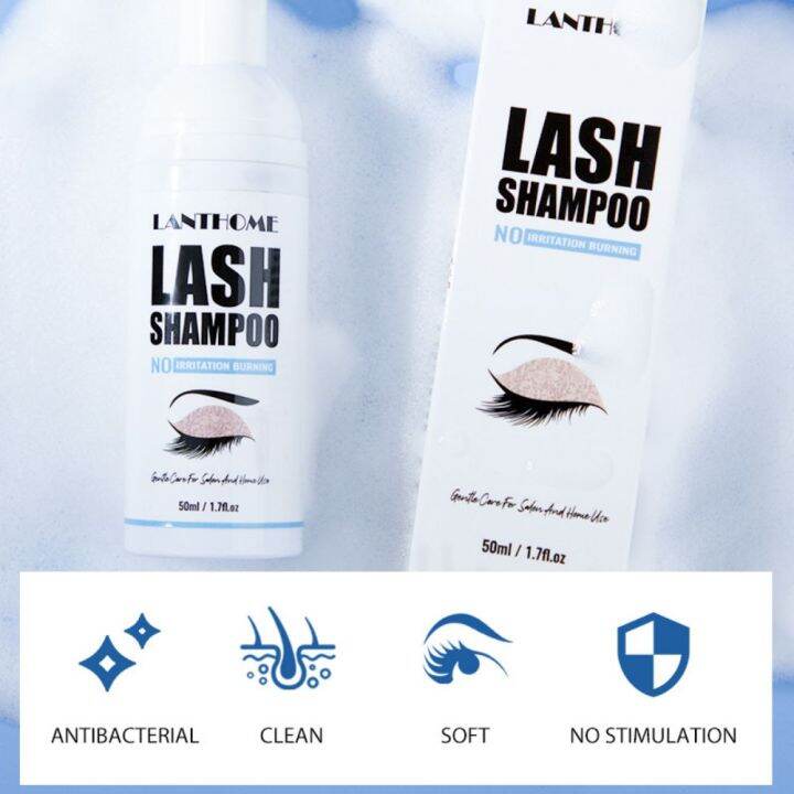 50มล. Lanthome Pro แชมพูตัวต่อขนตาเปลือกตาน้ำยาล้างกาวโฟมทำความสะอาดทำ ...