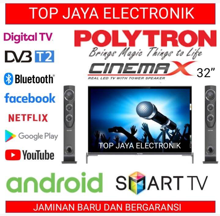 LED TV POLYTRON 32 INCH CINEMAX ANDROID NEW SERIES BERGARANSI RESMI ...