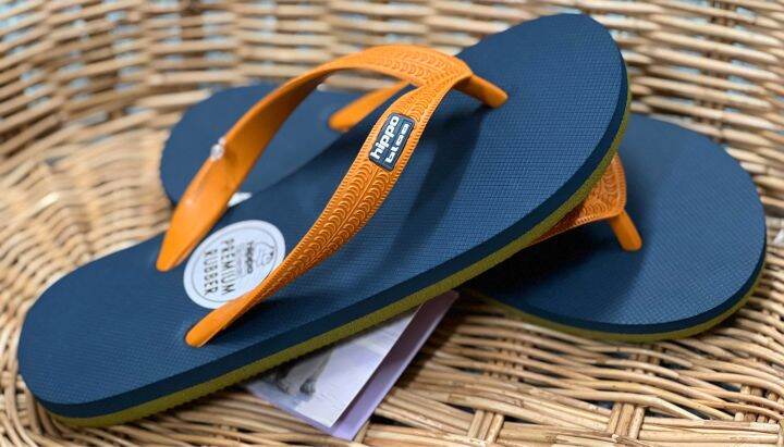 รองเท้าแตะหูหนีบHippoBloo ผลิตจากยางธรรมชาติแท้100% สี France Green Blu Sea หู ส้มแมนดาริน ...
