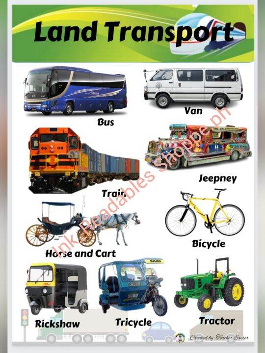 A4 Laminated Educational Chart (Transportation/Vehicle) | Lazada PH