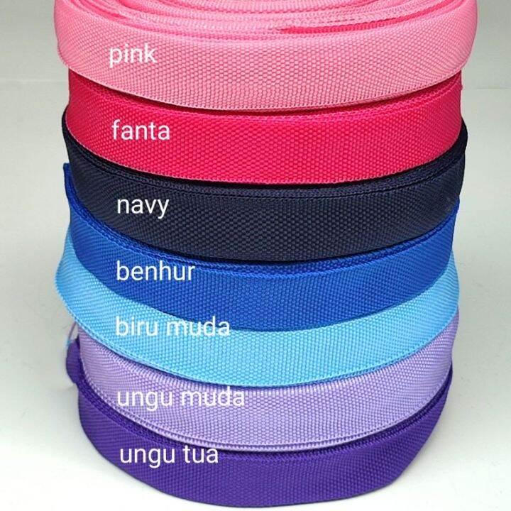 bisban tali webbing polos ukuran 2,5 cm 1 roll panjang 27 meter ...