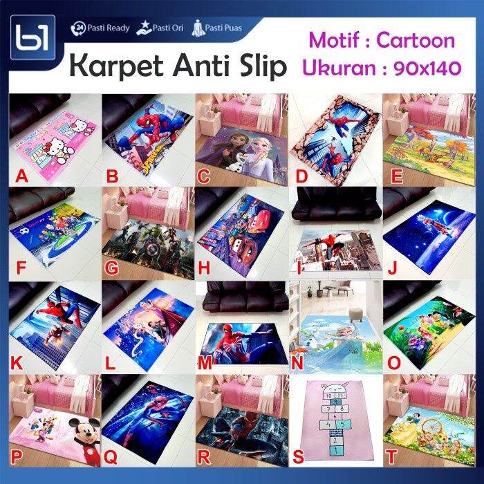 Karpet Lantai Anti Slip Kartun 90x140cm, Tikar Ruang Tamu, Modern Unik ...