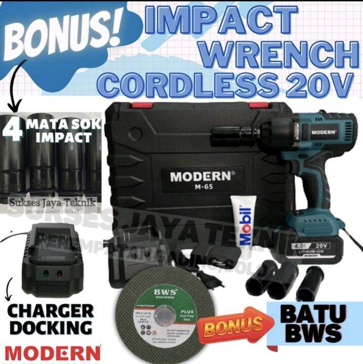 M65 impact wrench Modern impek M 65 20V Cordless Mesin Buka baut ban ...