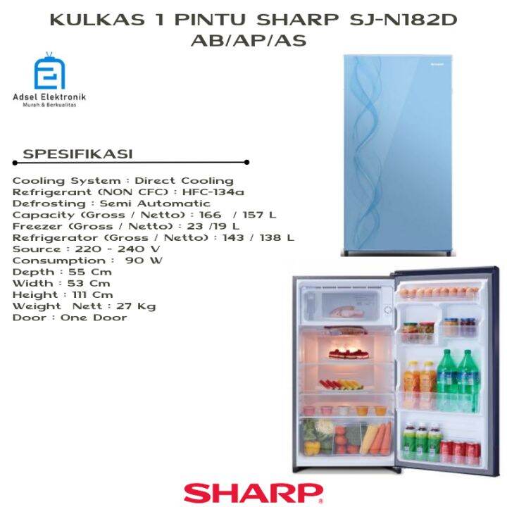 KULKAS 1 PINTU SHARP SJ-N182D AB/AP/AS | Lazada Indonesia