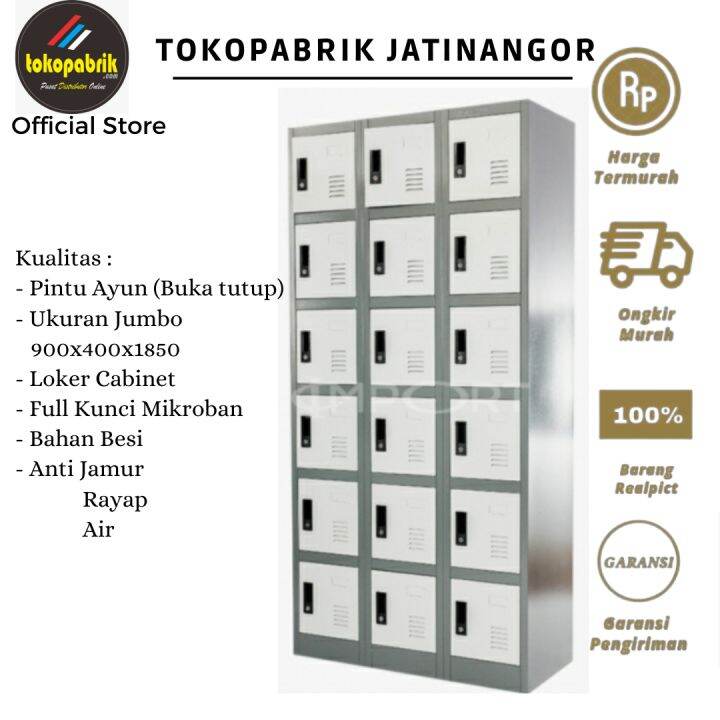 Lemari Kantor Kabinet Besi 15 Kotak Kunci Full / Loker Kantor Serbaguna ...