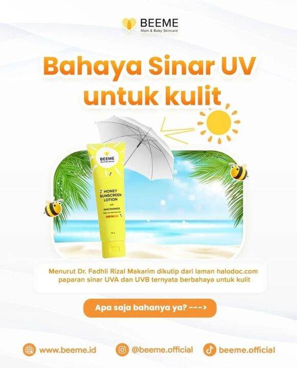 BEEME HONEY SUNSCREEN LOTION WITH NIACINAMIDE SPF 50+++ | Lazada Indonesia