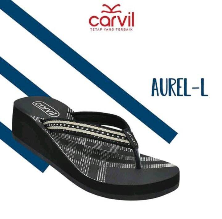 Sandal Carvil Wedges Aurel Black/ Beige | Lazada Indonesia