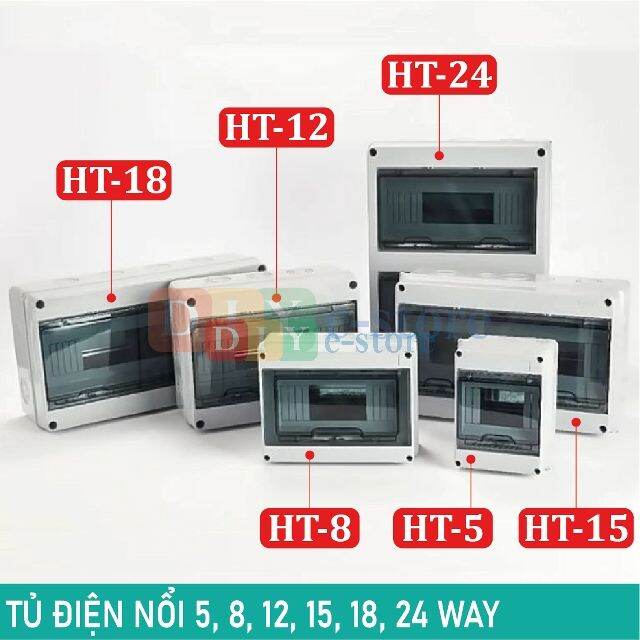 Tủ điện nhựa HT-8 WAY 8 module chống nước; Tủ điện lắp nổi; Vỏ tủ điện ...